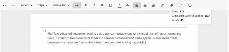 dhtmlxRichText 1.1: API to Work with Text, Block Quotes, Statistics