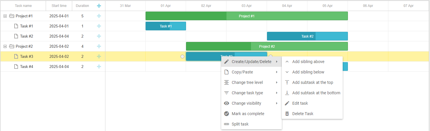Integrating A Context Menu Into A Javascript Gantt Chart With Dhtmlx