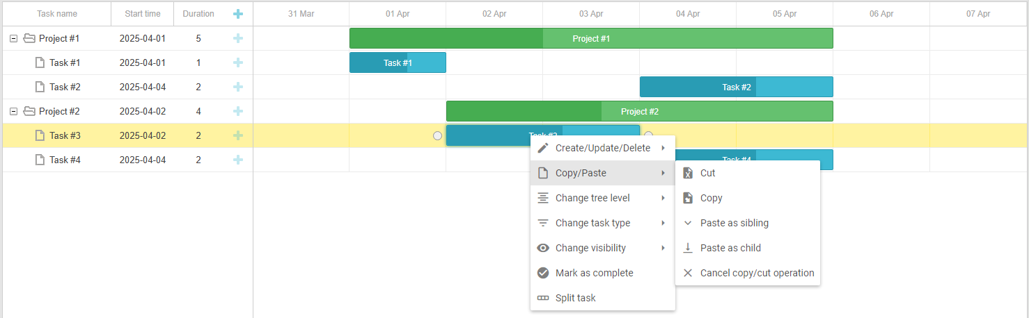 Integrating A Context Menu Into A Javascript Gantt Chart With Dhtmlx