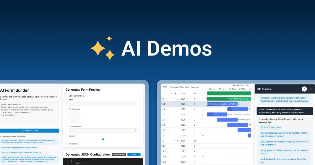 AI-Powered DHTMLX Demos and Examples