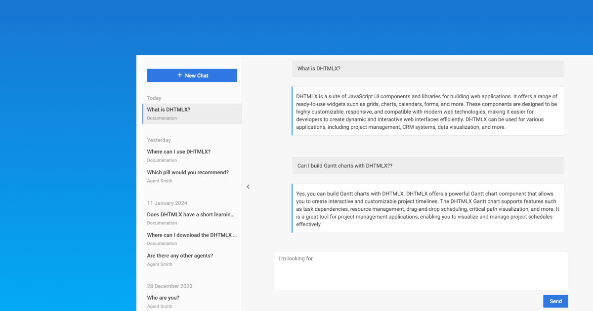 JavaScript AI Chatbot Widget - DHTMLX Chatbot