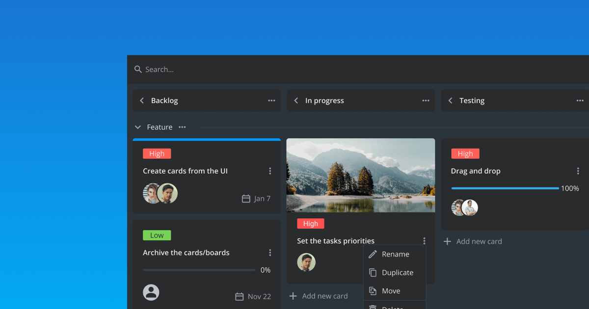 JavaScript Kanban Board - DHTMLX Kanban JS Library